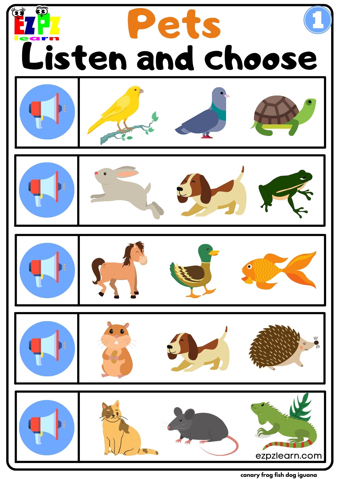 Interactive Worksheet for Pets Listen and Choose Activity for Kids ... Interactive Worksheet for Pets Listen and Choose Activity for Kids ...